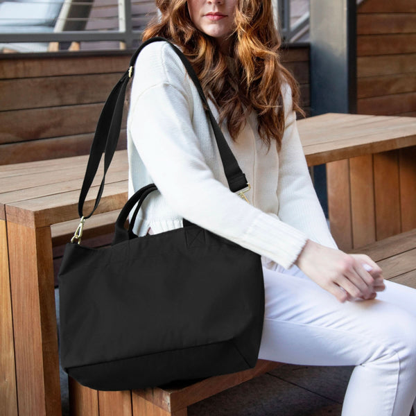 Black Crossbody Tote - Machine Washable & Perfect for Travel – Canvelle