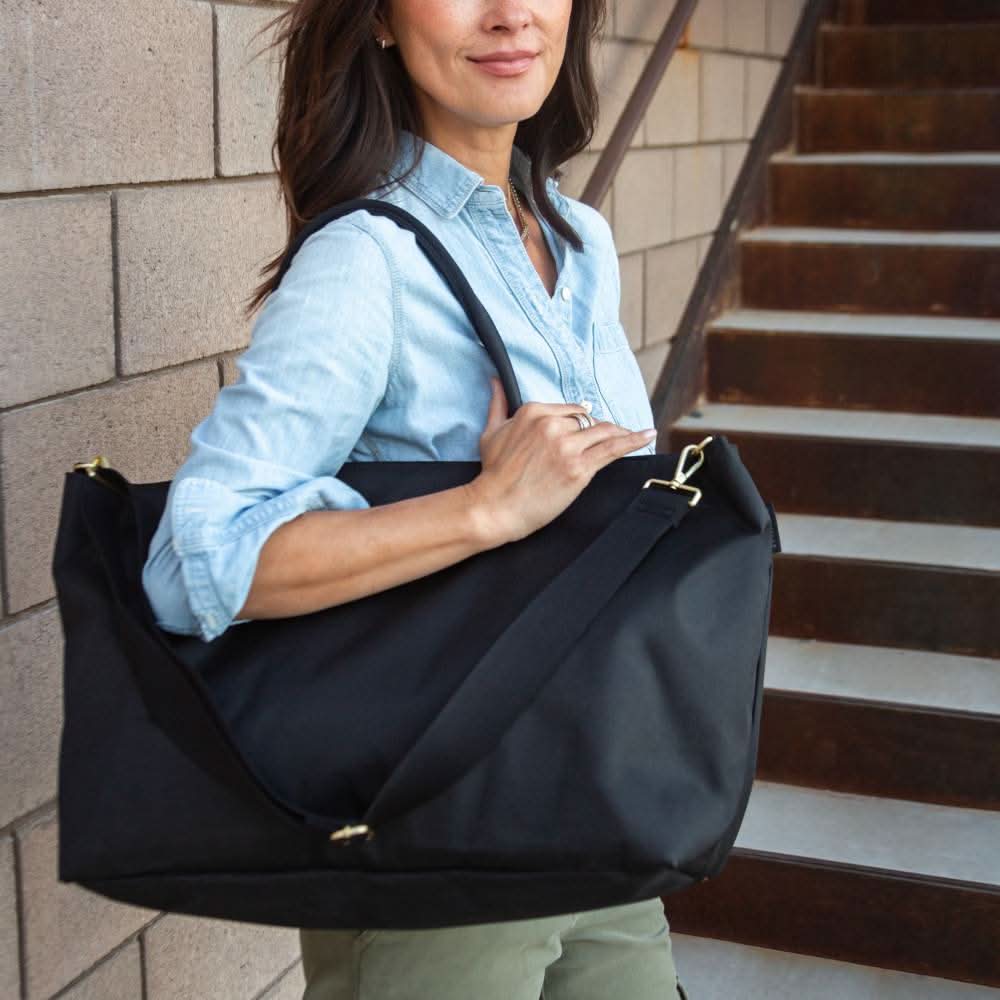 Black Crossbody Tote - Machine Washable & Perfect for Travel – Canvelle